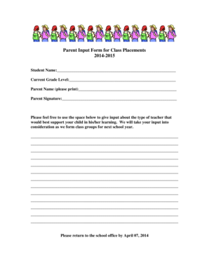 Fillable Online fcps Parent Input Form for Class Placements - fcps Fax ...