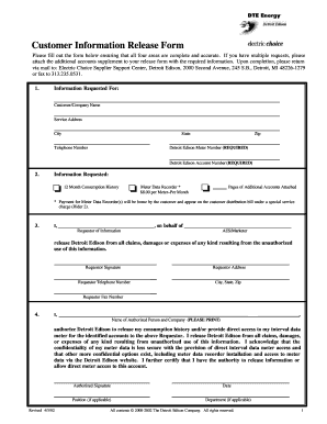 Fillable Online Customer Information Release Form Fax Email Print ...
