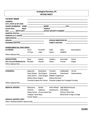 Fillable Online UROChart Worksheet - Urological Services, PC Fax Email ...