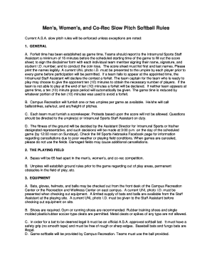 Fillable Online Men's, Women's, and Co-Rec Slow Pitch Softball Rules ...