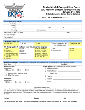 Fillable Online modelaircraft ***** ONLY ONE FORM PER ENTRY ...