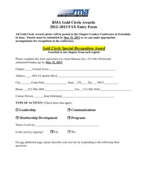 Fillable Online rmahq RMA Gold Circle Awards - rmahq Fax Email Print ...