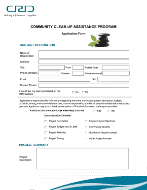 Fillable Online crd bc COMMUNITY CLEAN-UP ASSISTANCE PROGRAM Fax Email ...