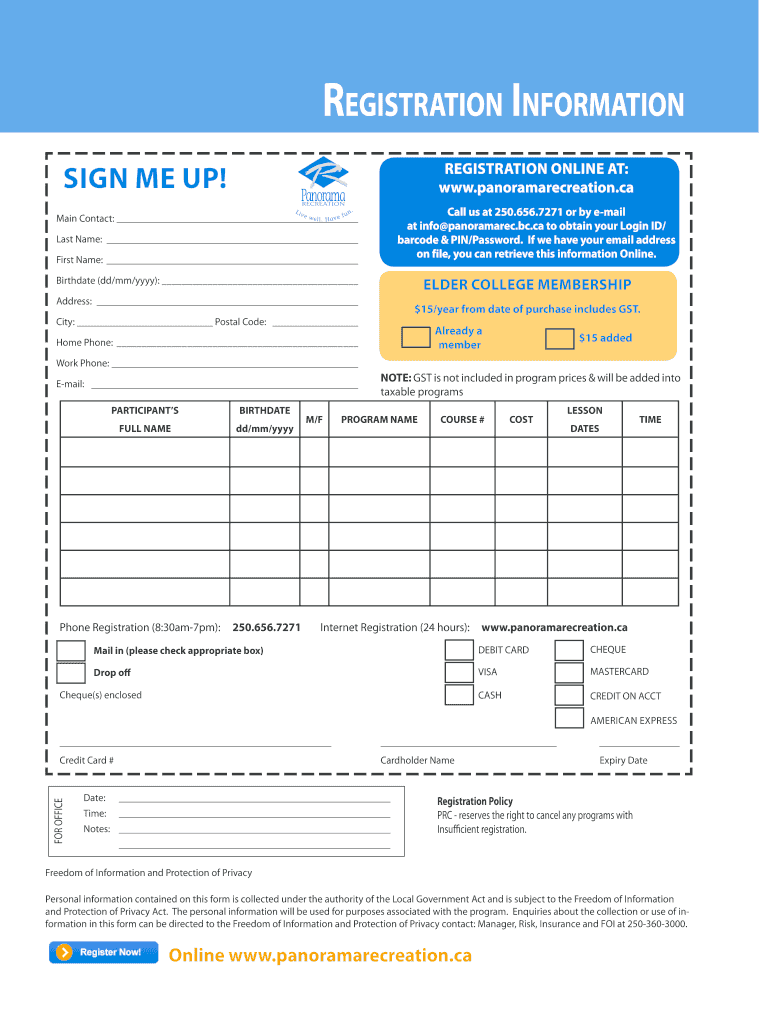 Fillable Online crd bc REGISTRATION ONLINE AT - crd bc Fax Email Print ...