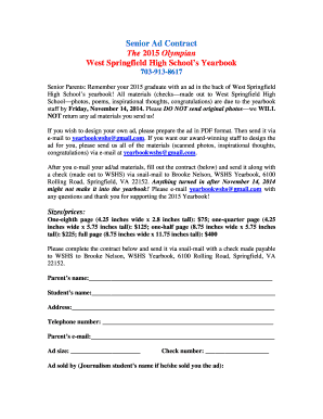 Fillable Online fcps Senior Ad order Form Fax Email Print - pdfFiller