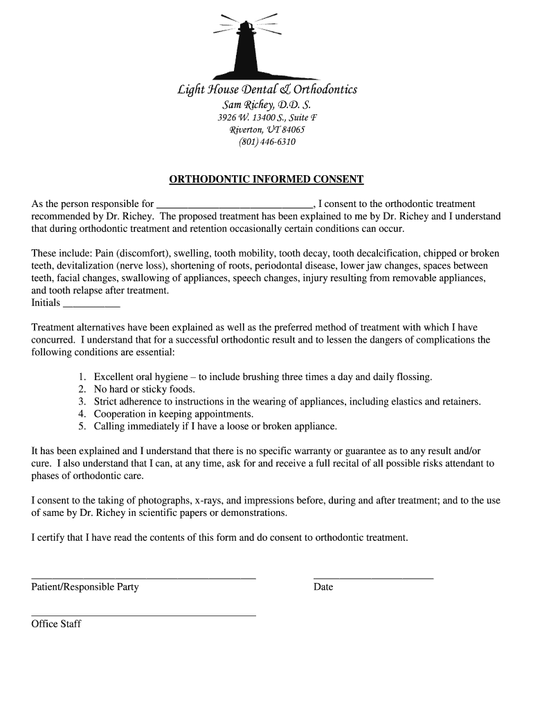 Fillable Online ORTHODONTIC INFORMED CONSENT Fax Email Print - pdfFiller