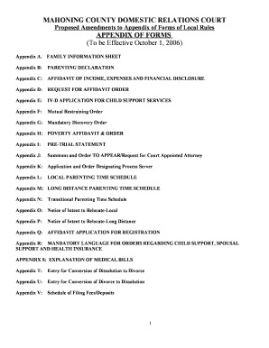 Fillable Online mahoningdrcourt Proposed Amendments to Appendix of ...