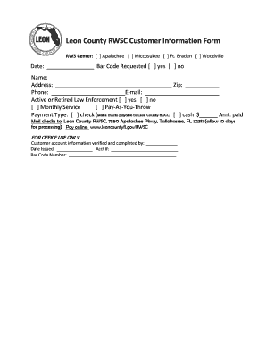 Fillable Online cms leoncountyfl Leon County RWSC Customer Information Form - cms leoncountyfl ...