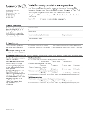 Fillable Online Variable annuity annuitization request form Fax Email ...