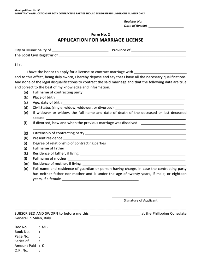 Marriage License Application Form Manila Fill Out Sign Online DocHub