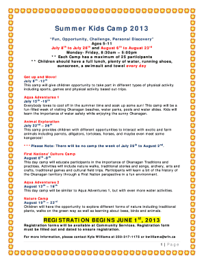 Fillable Online Fun, Opportunity, Challenge, Personal Discovery Fax ...