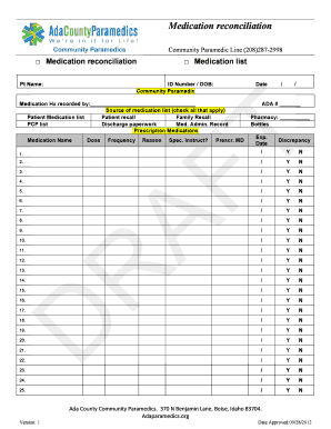 Fillable Online Medication reconciliation - Ada County Fax Email Print ...