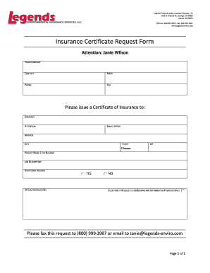 Fillable Online Certificate Request Form - Legends Environmental ...