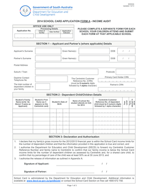 Fillable Online grangesch sa edu ED003A Updated: 12/13 2014 SCHOOL CARD ...