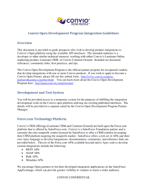 Fillable Online Convio Open Development Program Integration Guidelines Fax Email Print - pdfFiller