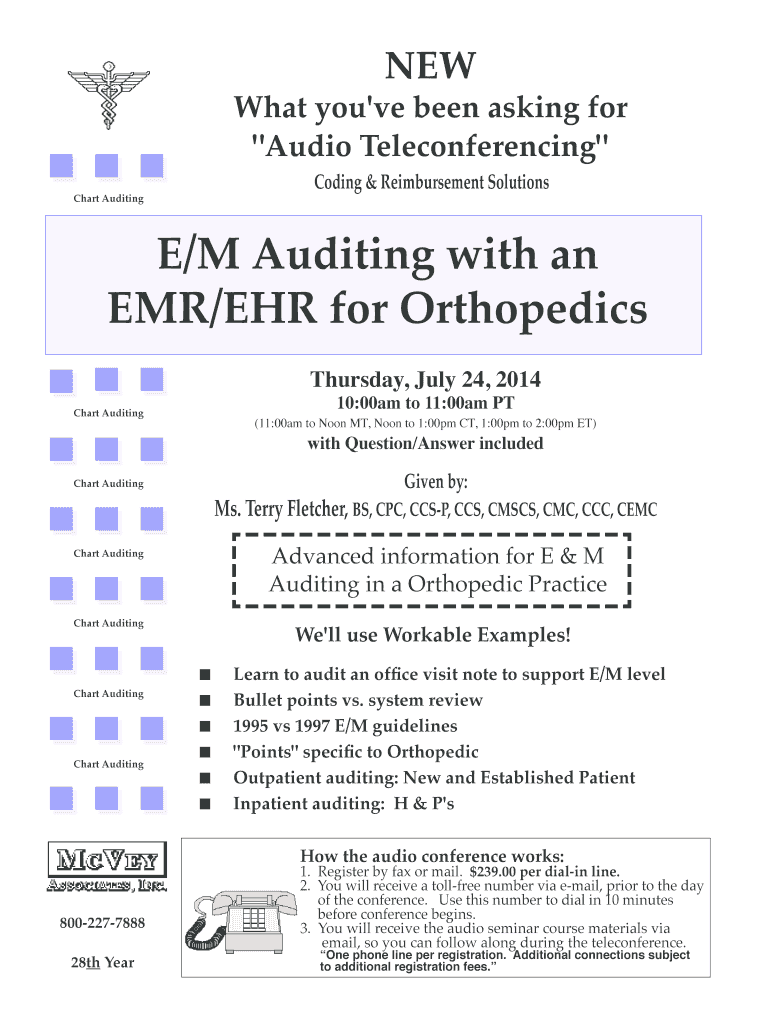 Fillable Online E/M Auditing with an EMR/EHR for Orthopedics Fax Email Print - pdfFiller