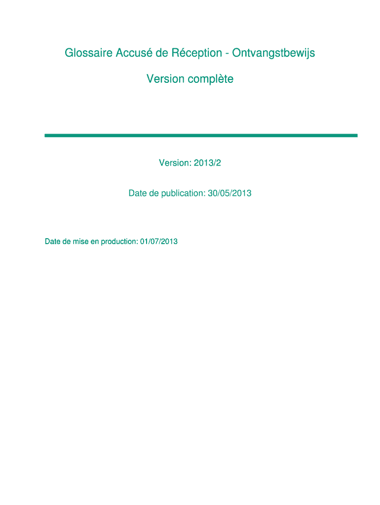 Fillable Online Glossaire Accus de R ception - Ontvangstbewijs Version ...