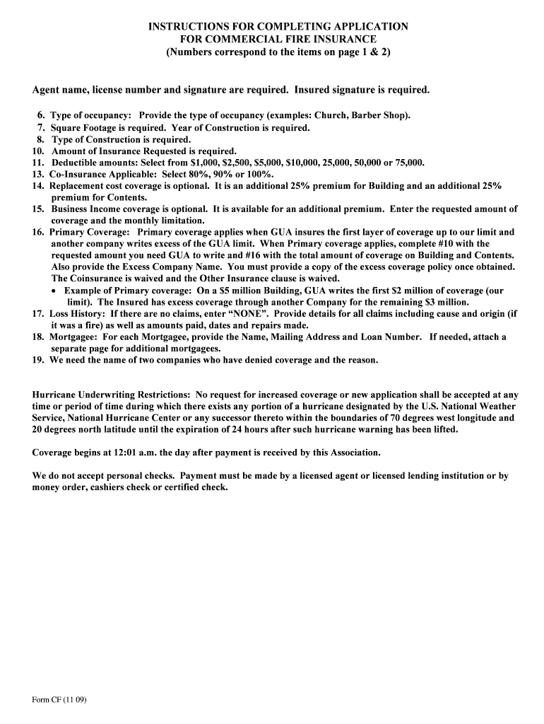 Fillable Online APPLICATION FOR COMMERCIAL WIND HAIL INSURANCE - GUA ...