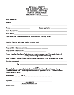 Fillable Online Oil & Gas Exploration Or Seismic Activities Permit ...