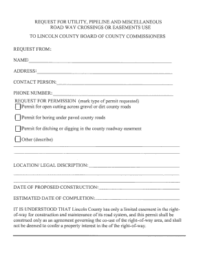 Fillable Online Utility Permit - Lincoln County Fax Email Print - pdfFiller