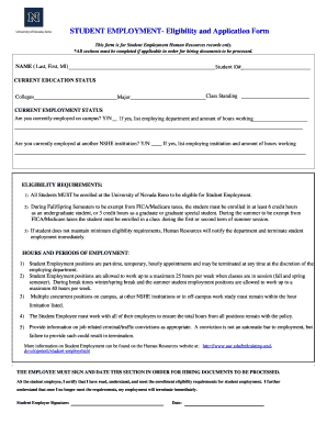 Fillable Online unr New hire checklist for student employees ...