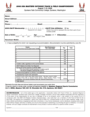 Fillable Online usatf Printable individual entry form - USA Track ...