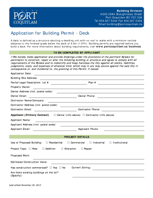 Fillable Online Application for Building Permit - Deck - City of Port ...