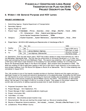 Fillable Online mwcog 2011 CLRP Form I 66 HOV And SOV PWC.doc ...