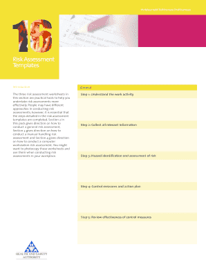 Fillable Online hsa The three risk assessment worksheets in Fax Email ...
