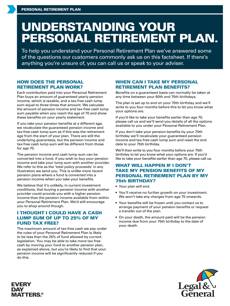 Fillable Online Understanding Your Personal Retirement Plan. Personal ...