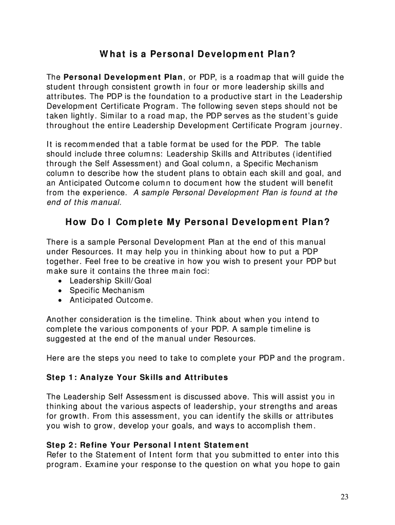 Fillable Online What is a Personal Development Plan Fax Email Print ...