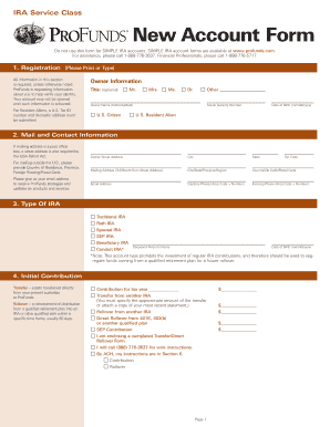 Fillable Online IRA Service Class New Account Form - ProFunds Fax Email ...