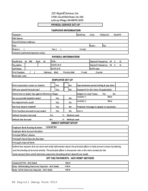 Fillable Online Payroll Setup Form - NZ Payroll Services Fax Email ...