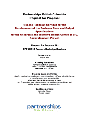 Fillable Online Partnerships British Columbia Request for Proposal Fax ...