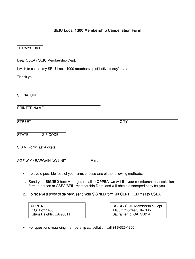 CA CPPEA SEIU Local 1000 Membership Cancellation Fill And Sign CA CPPEA SEIU Local 1000 Membership Cancellation Fill And Sign