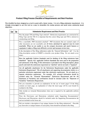 Fillable Online insurancecompact Product Filing Process Checklist of Requirements and Best ...