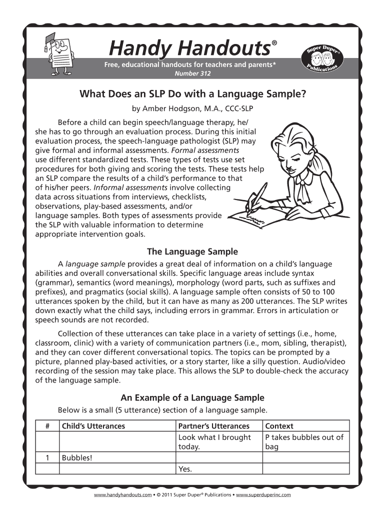 Fillable Online What Does an SLP Do with a Language Sample Fax Email ...