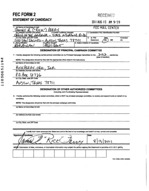 Fillable Online s3 documentcloud FEC FORM 2 RECEIVED - DocumentCloud ...
