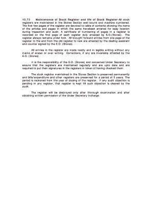 Fillable Online Maintenance of Stock Register and life of Stock ...