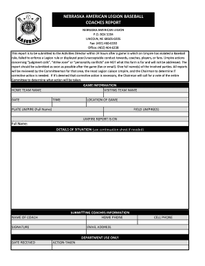 Fillable Online Coaches Report (Working).xlsx - American Legion ...