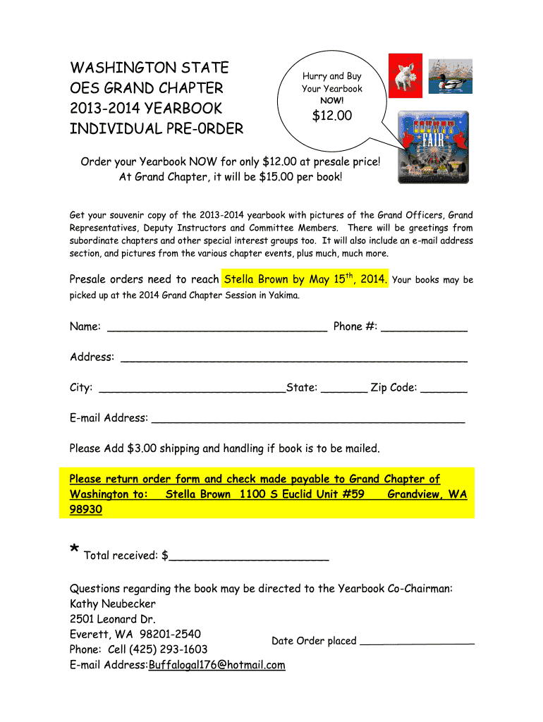 Fillable Online WASHINGTON STATE OES GRAND CHAPTER 2013-2014 ... Fax ...