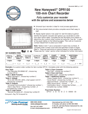 Fillable Online Customized Chart Recorder Options - Cole-Parmer Fax ...