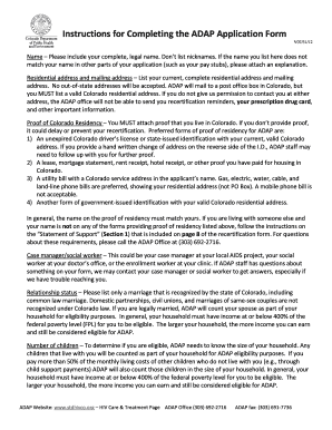 Fillable Online colorado Instructions for Completing the ADAP ...