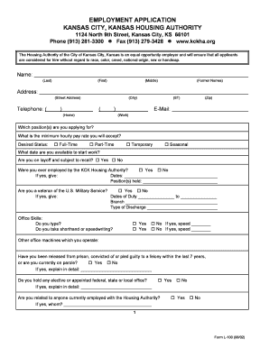 Fillable Online Application - Kansas City Kansas Housing Authority Fax ...