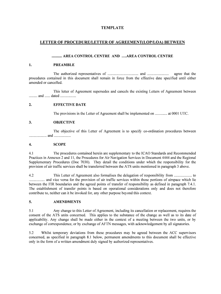Fillable Online LETTER OF PROCEDURE/LETTER OF AGREEMENT(LOP/LOA ...