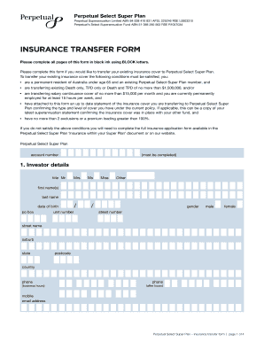 Fillable Online Insurance transfer form - Perpetual Fax Email Print - pdfFiller