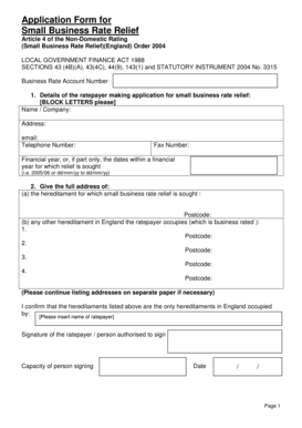 Fillable Online shepway gov Small business rate relief application form ...