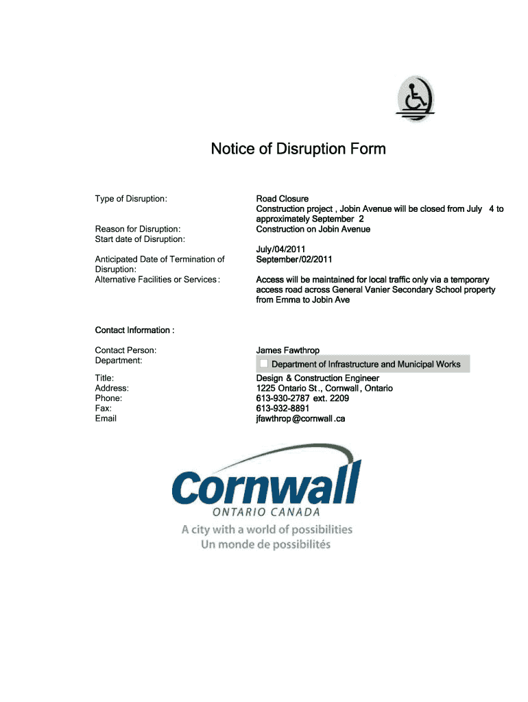 Fillable Online Reason for Disruption Fax Email Print - pdfFiller