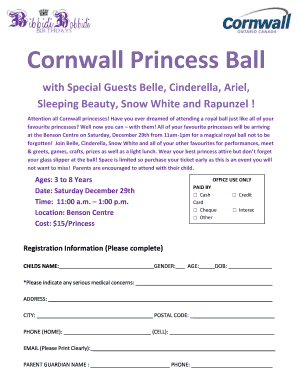 Fillable Online Cornwall Princess Ball - City of Cornwall Fax Email ...