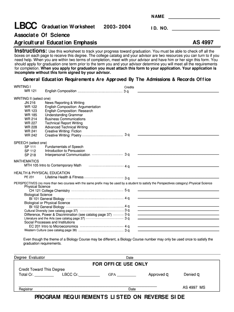 Fillable Online linnbenton Associate Of Science AS 4997 Agricultural ...